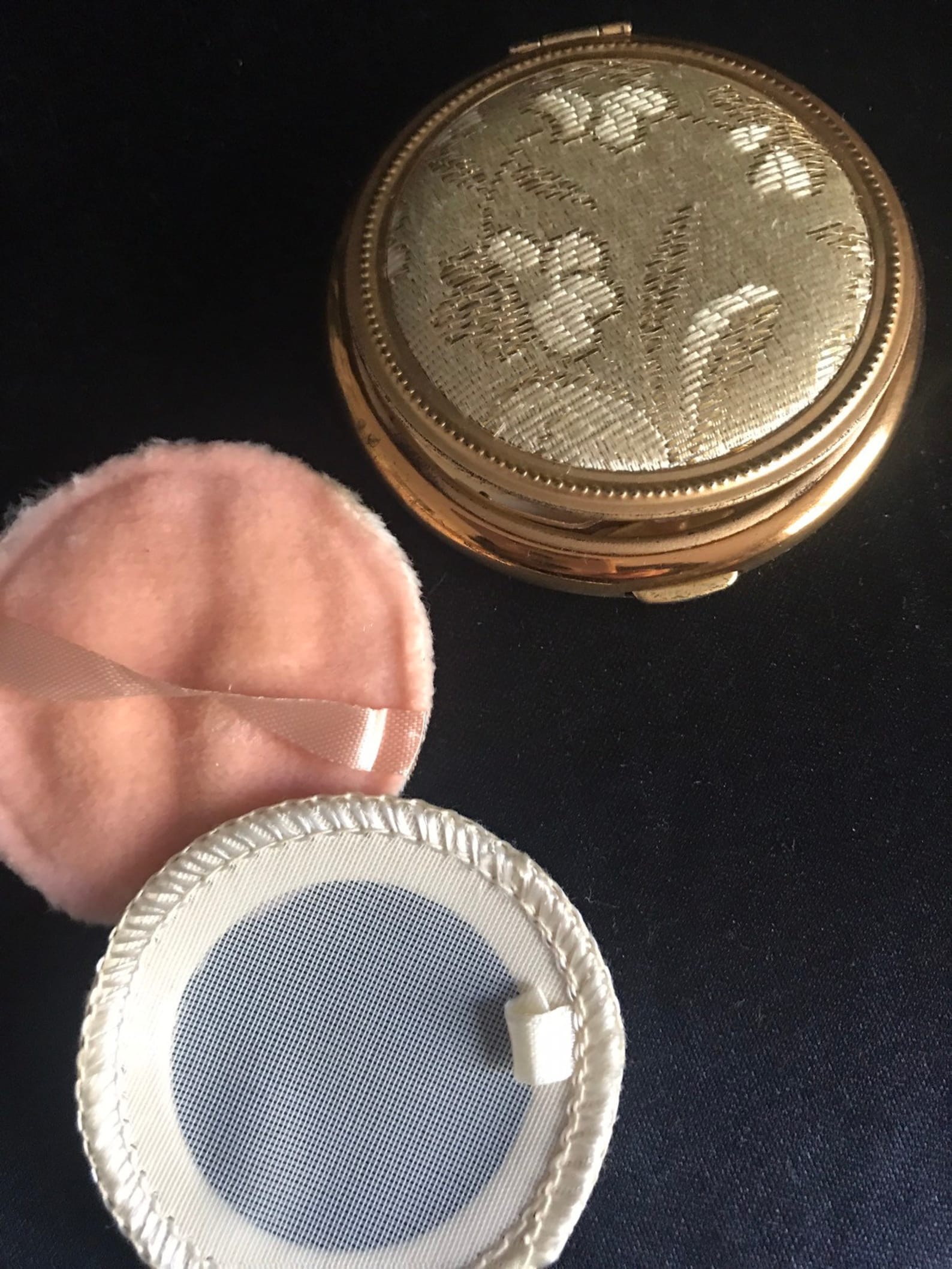 Vintage Compact Face Powder Gold Silk 1960 Compact Case Made | Etsy