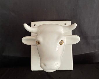 White Ceramic Cow - Etsy