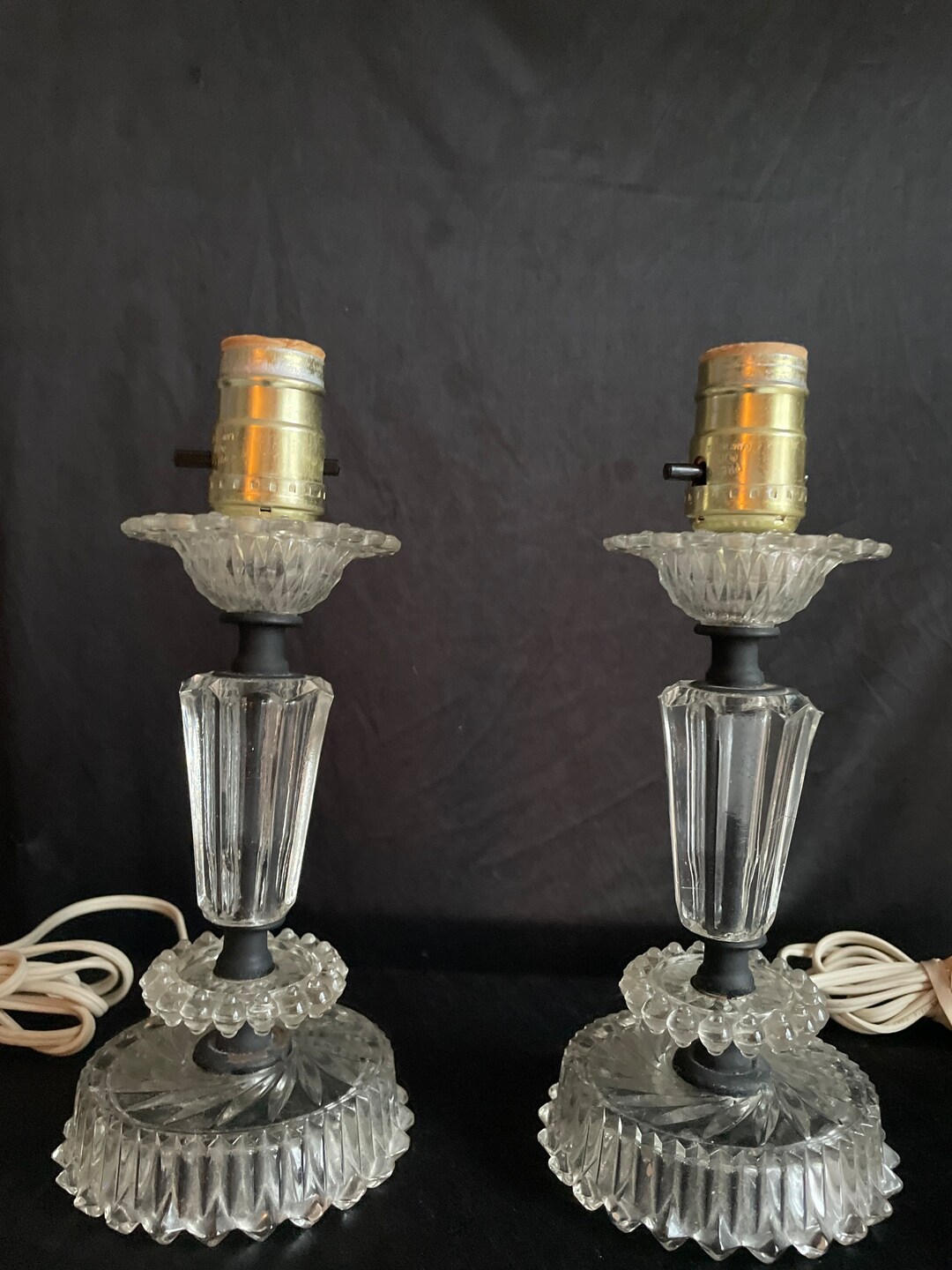 Ornate Crystal Lamps Set 2, Boudoir Lamps Cut Crystal ,fluted , Beaded ...