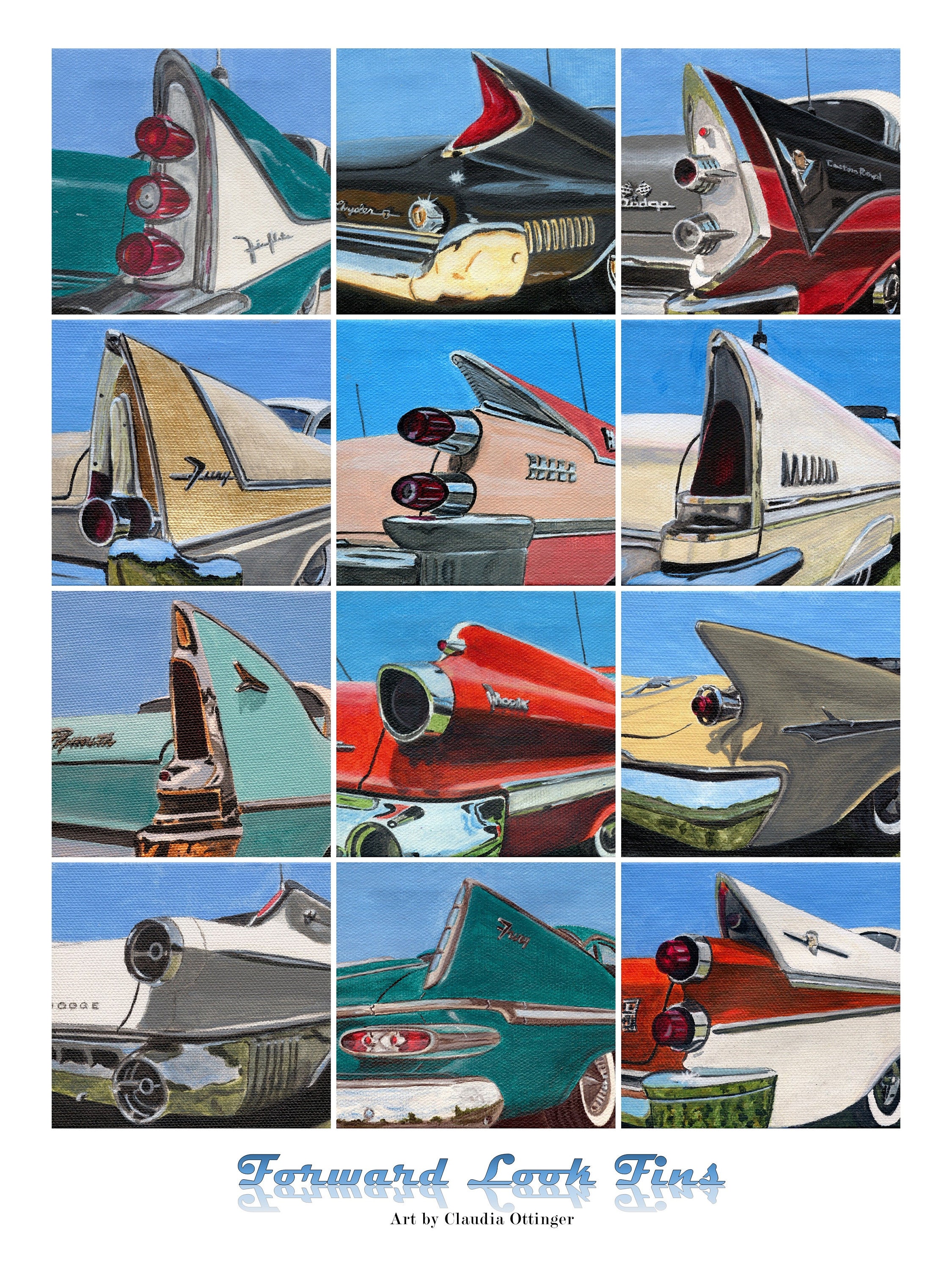 Forward Look Fins Art Print Poster, Automotive Art Poster, Car Art ...