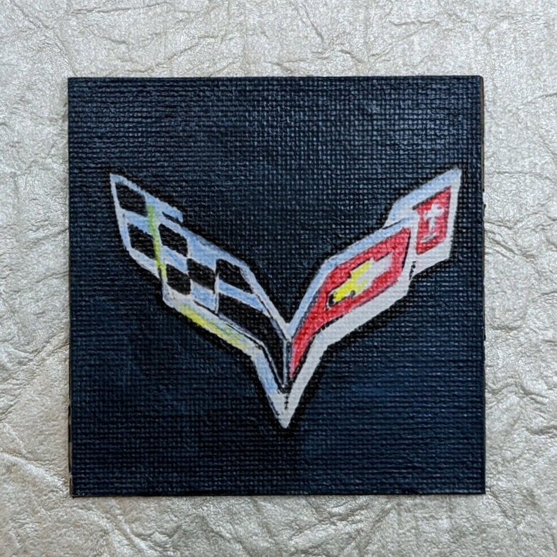 Painted Magnet Mini Canvas Automotive Emblem Logo Chevrolet Corvette - Etsy
