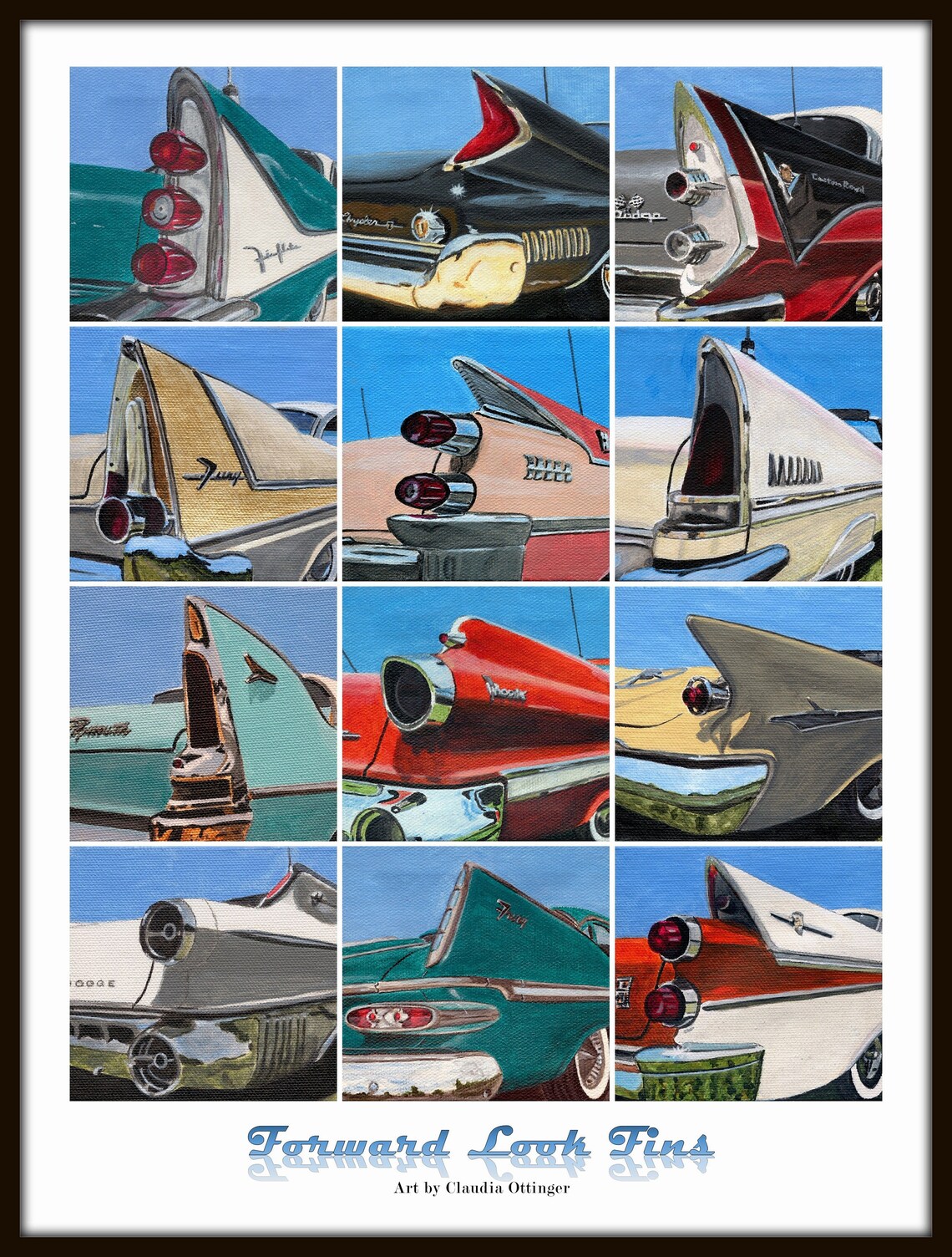 Forward Look Fins Art Print Poster, Automotive Art Poster, Car Art ...