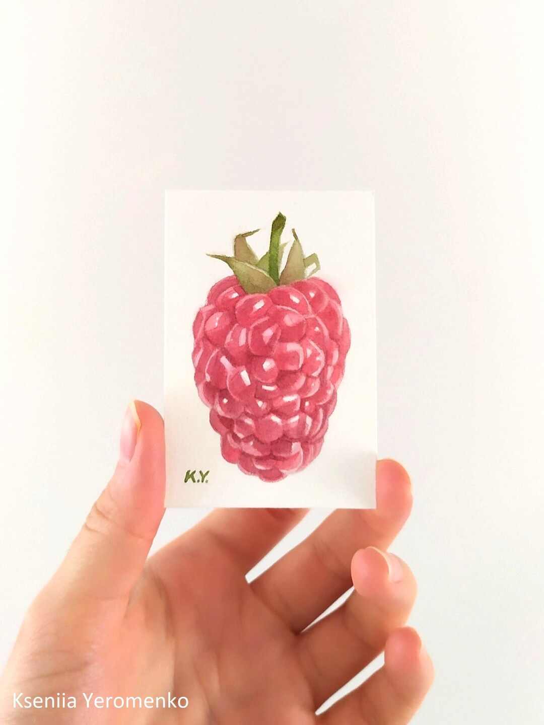 Raspberry Original Mini Watercolor / Tiny Fruits Painting / Food ...