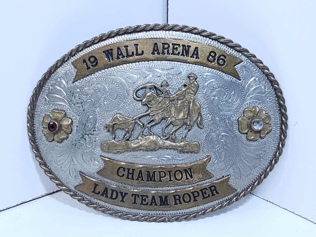 Vintage Lady Team Roper Champion Belt Buckle German Silver 1986 - Etsy