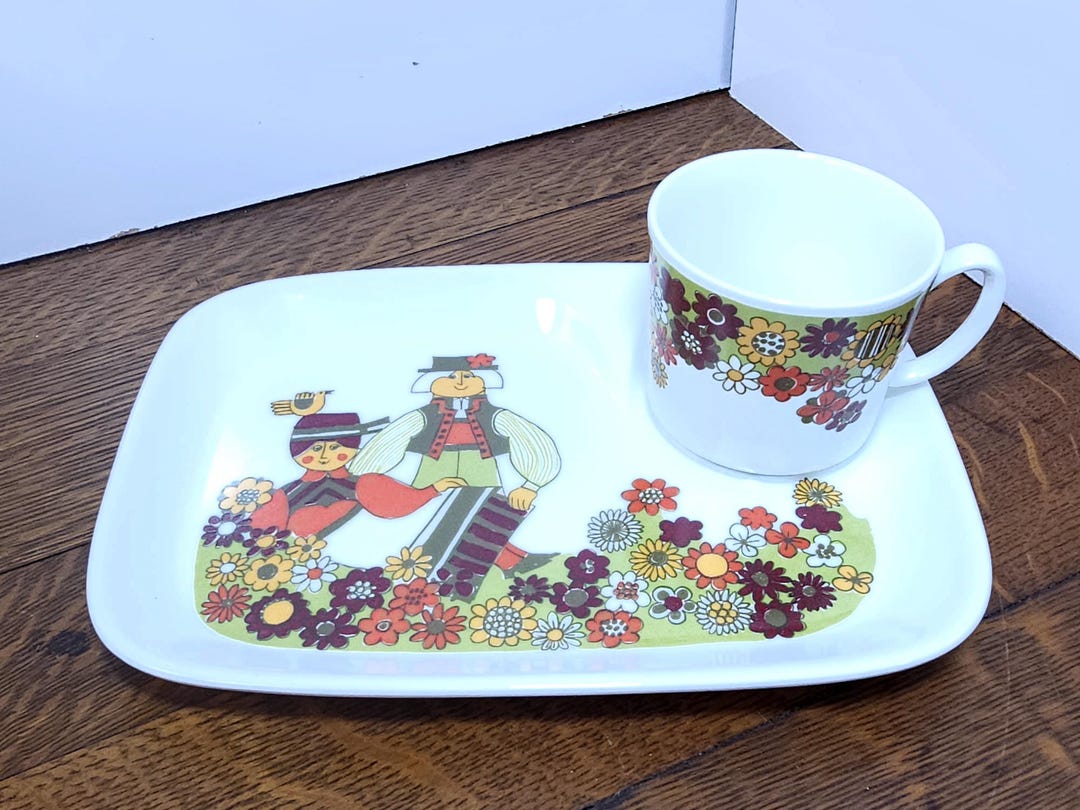 Figgjo Flint Snack Set Folklore Pattern Norway Mid Century Great - Etsy
