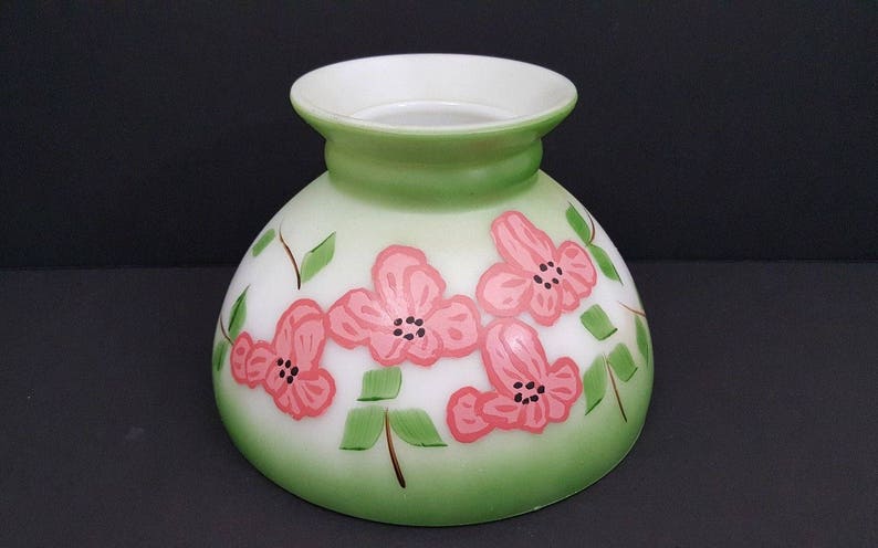 Vintage Hand Painted Milk Glass Lamp Shade Pink Poppies - Etsy
