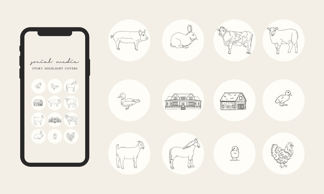 HOMESTEAD OUTLINE Instagram Story Covers | Digital Download | 12 Hand ...