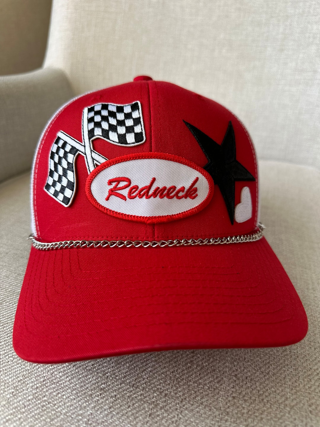 Trucker Hat With Patches for Women, Trendy Trucker Hat With Hat Chain ...