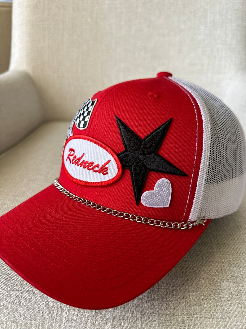Trucker Hat With Patches for Women, Trendy Trucker Hat With Hat Chain ...