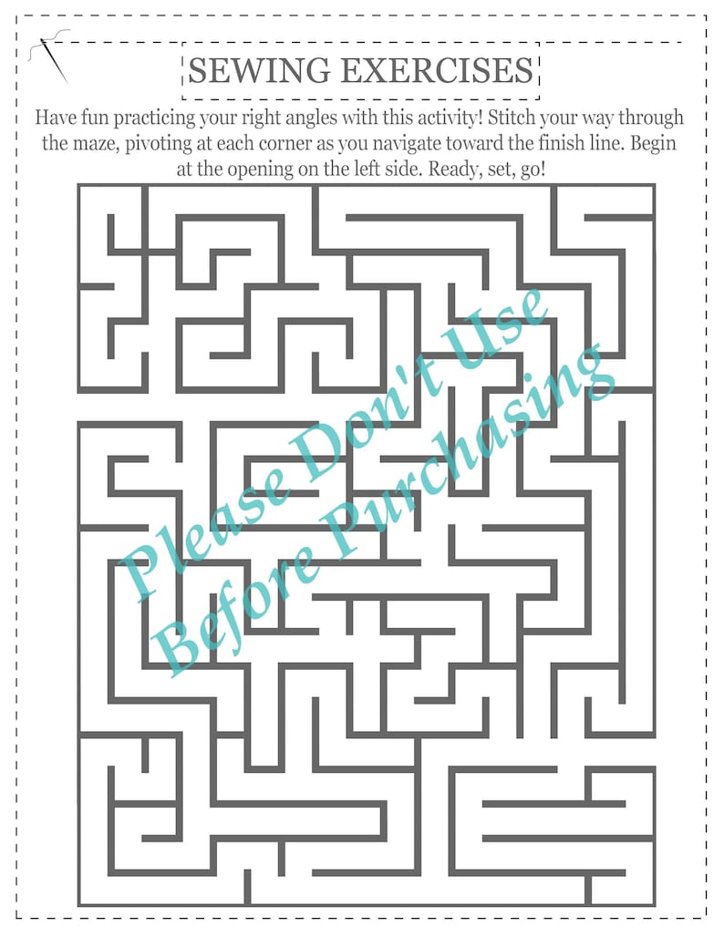 Sewing Machine Practice Worksheets - Etsy