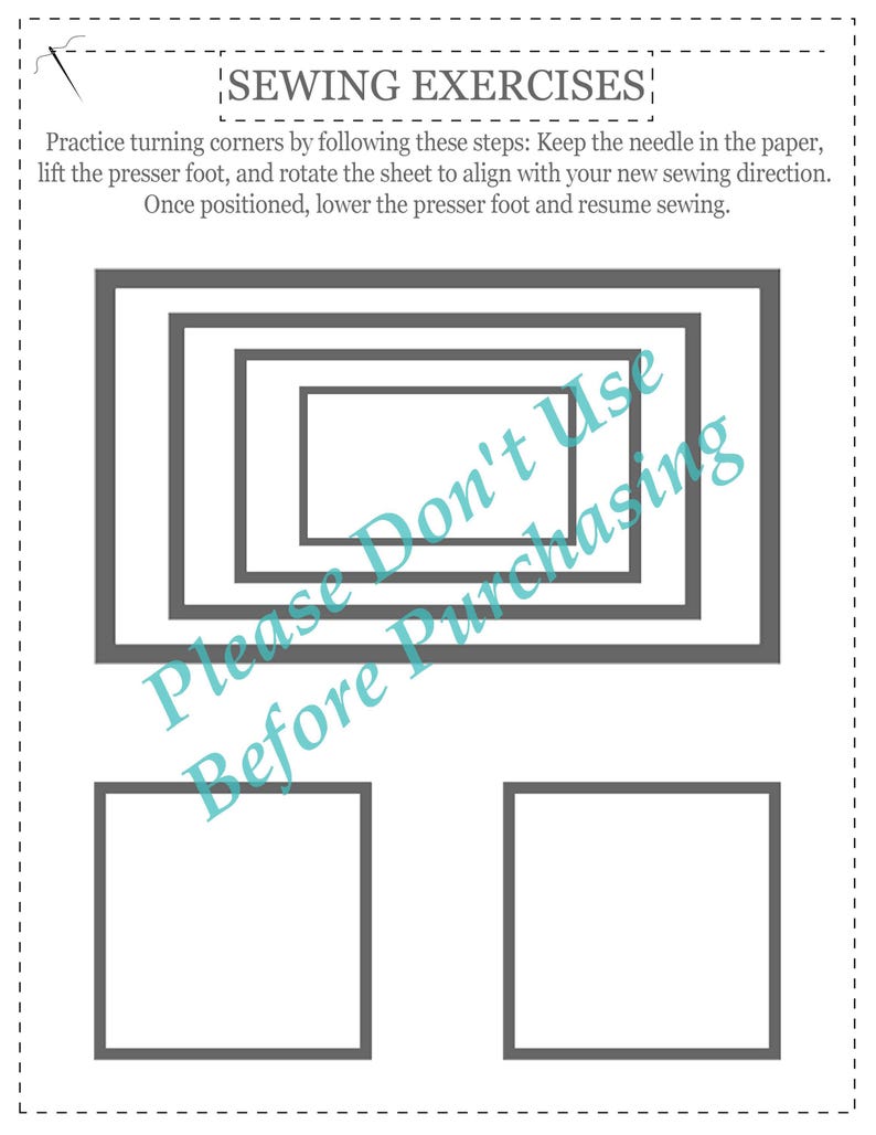 Sewing Machine Practice Worksheets - Etsy