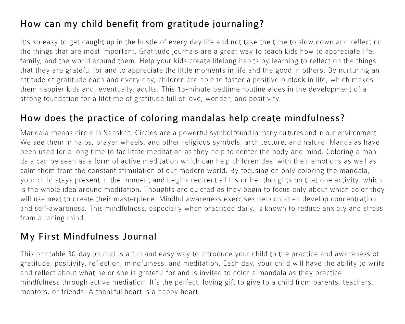 PRINTABLE 30 Day Mindfulness Journal and Mandala Coloring Book for Kids ...