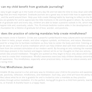 PRINTABLE 30 Day Mindfulness Journal and Mandala Coloring Book for Kids ...