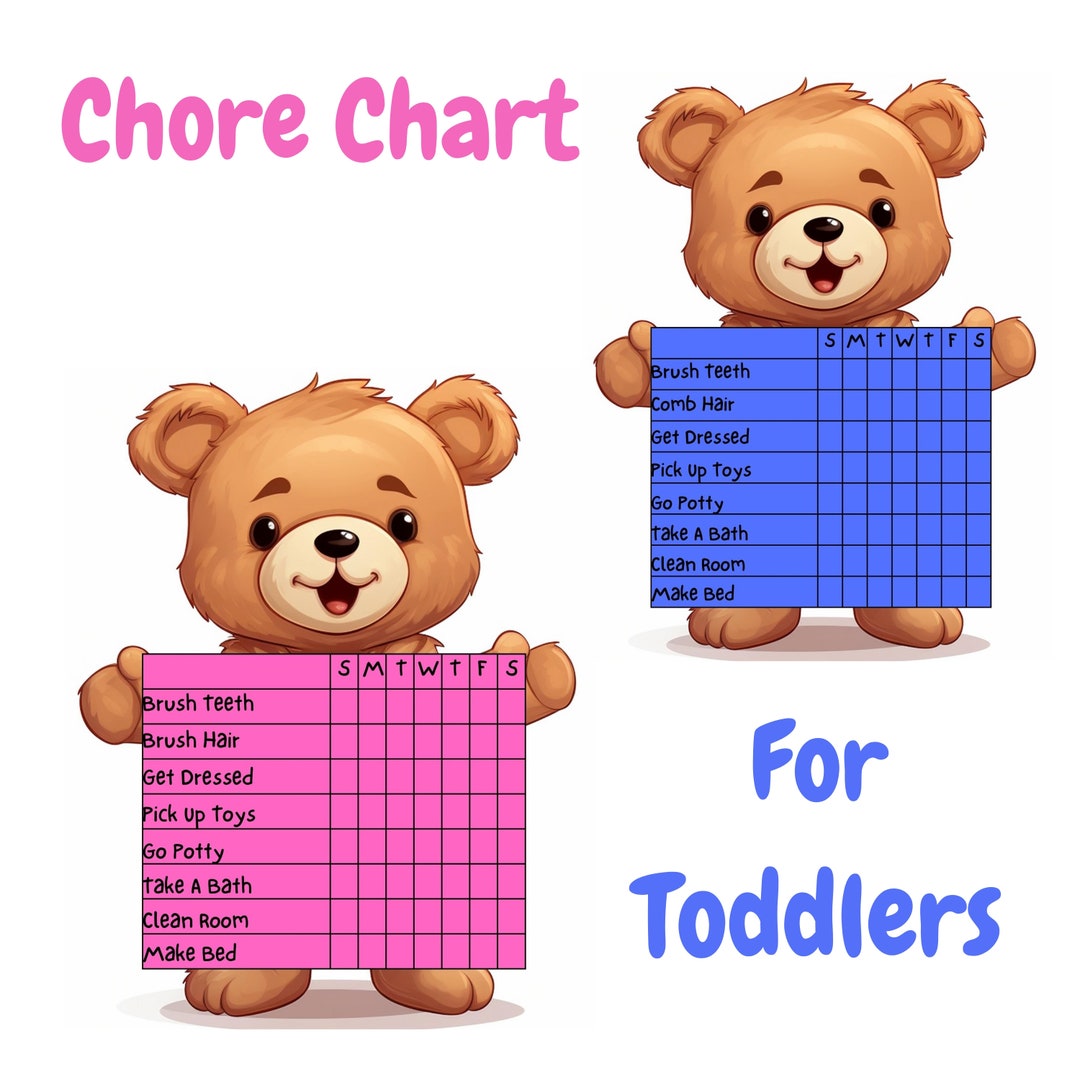 Teddy Bear Chore Chart for Toddler Boys and Girls Printable Chore Chart ...