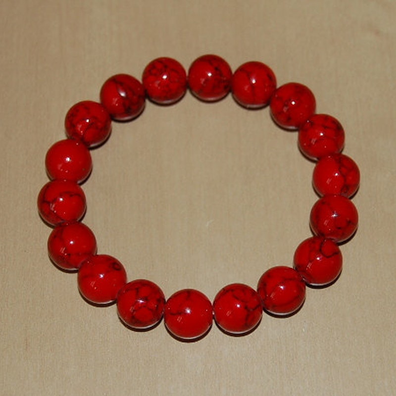 Red Beaded Bracelet - Etsy