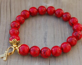 Red Howlite Bracelet | Etsy