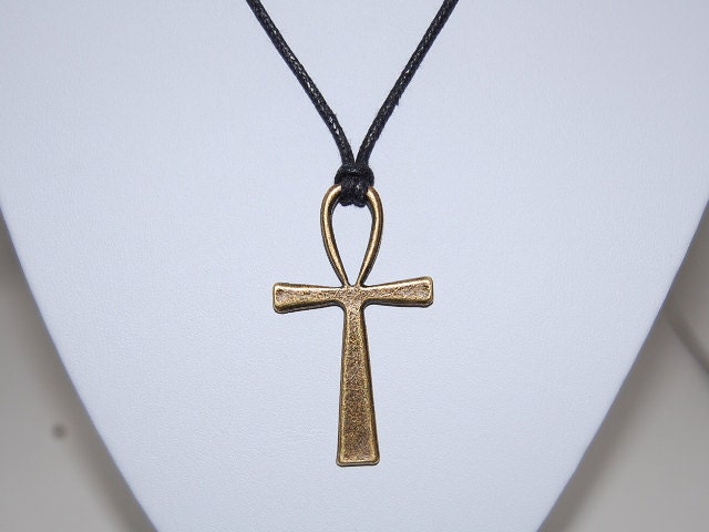 Ankh Cross Necklacebronze Ankh Crossleather Cord - Etsy