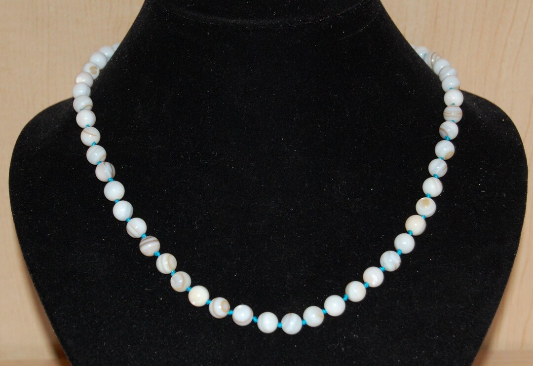 Natural Shell Necklace,shell Beads Necklace,hand Knotted Necklace,7mm ...