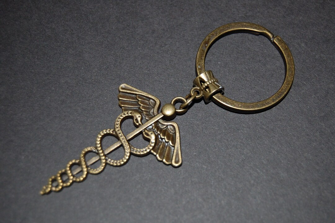 Caduceus Keychain,medical Symbol Keyring,doctor Keychain,nurse Keychain ...
