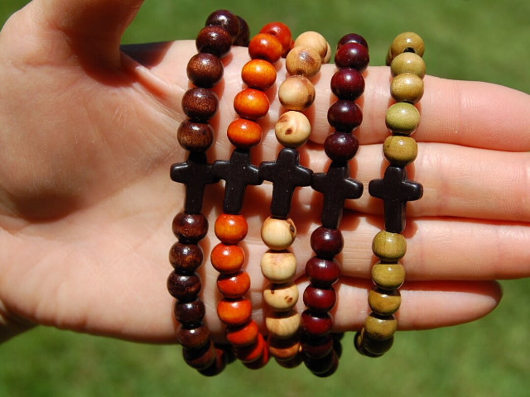 Cross Bracelet,wood Cross Bracelet,8mm Wood Beads,men,women,prayer's ...