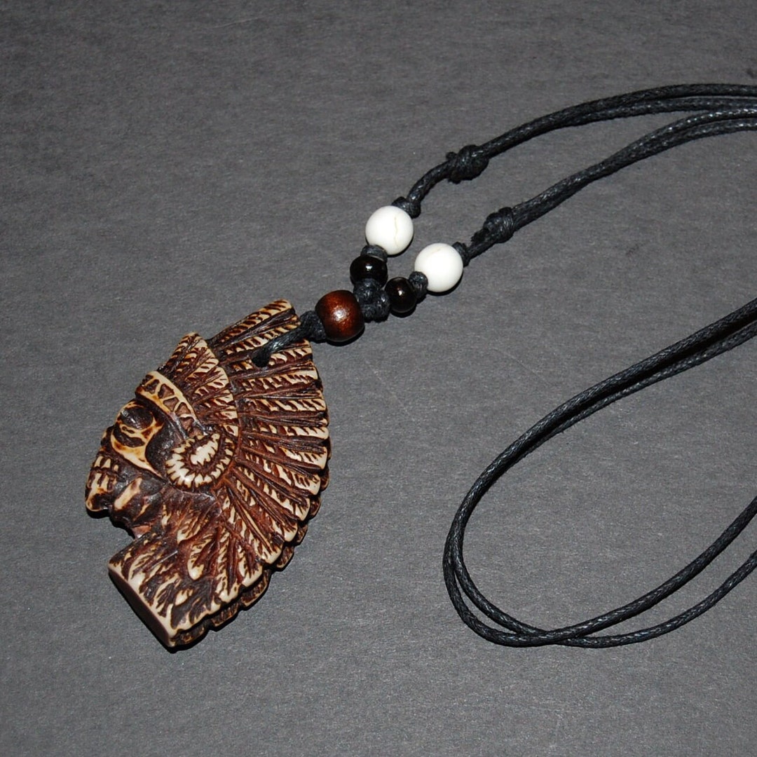 Native Indian Chief Necklace,indian Head Necklace,american Indian ...