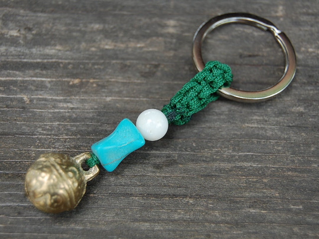 Tibetian Brass Bell Keychain,nepal Bell Keyring,turquoise Stone,car,bag ...
