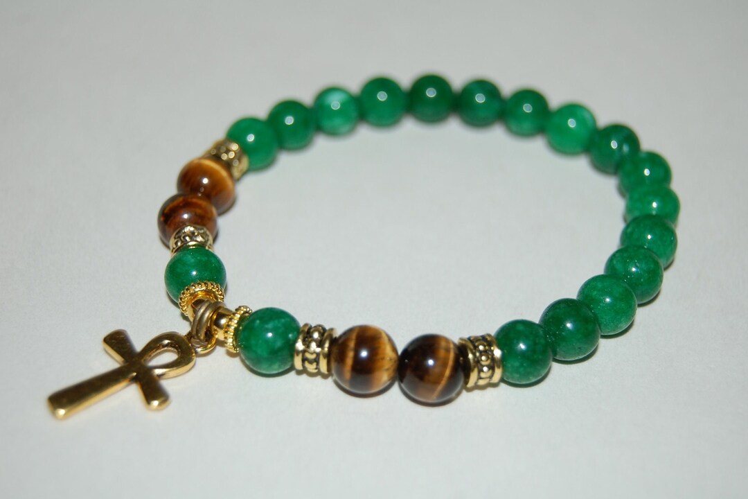 Jade Bracelet,ankh Cross Bracelet,jade Stone Bracelet,jade and Tiger ...