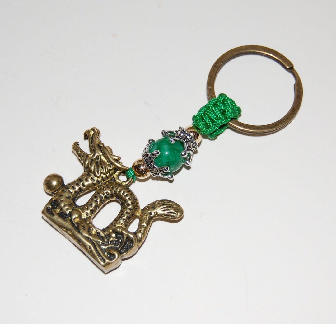Dragon Keyring,jade Stone,dragon Keychain,initial Keychain,dragons ...