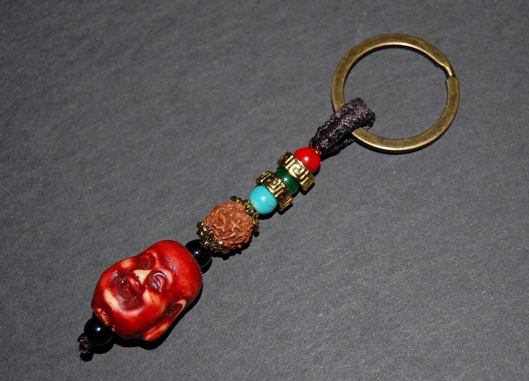Buddha Keychain,happy Buddha Keychain,rudraksha and Stone Beads ...