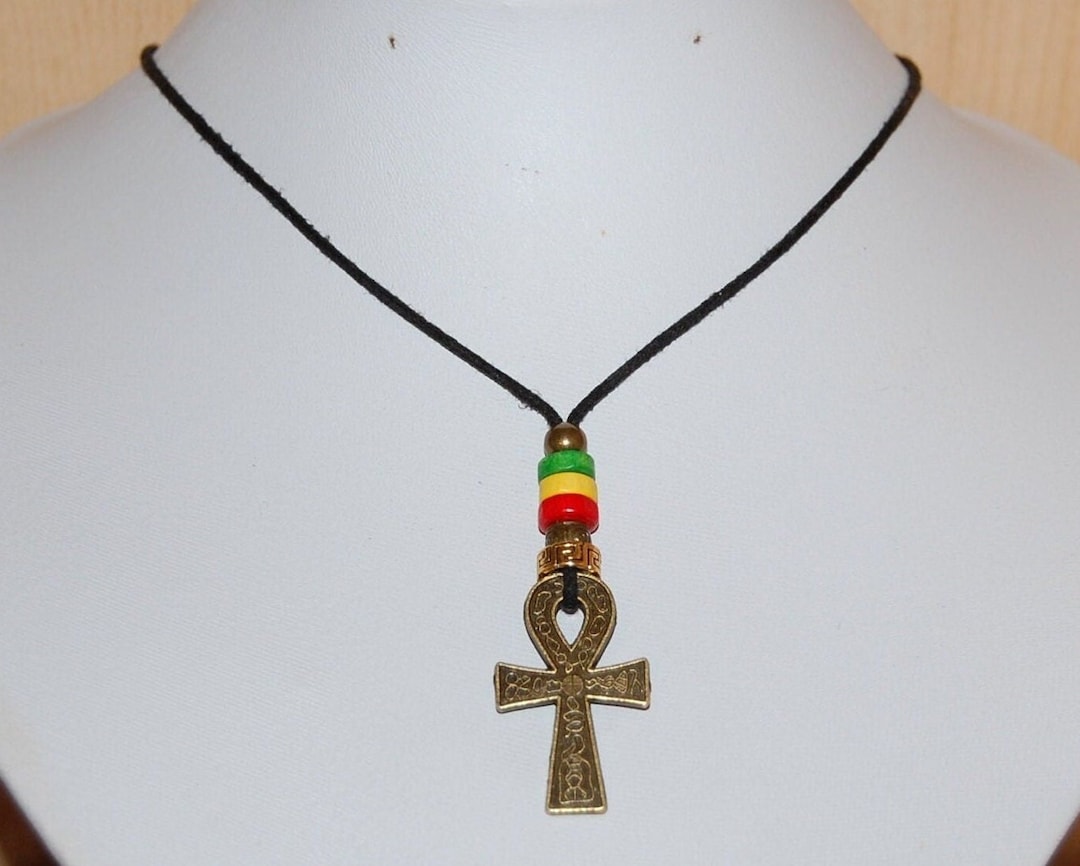 Ankh Cross Necklace,rasta Necklace,ankh Cross Rasta Necklace,ankh Cord ...