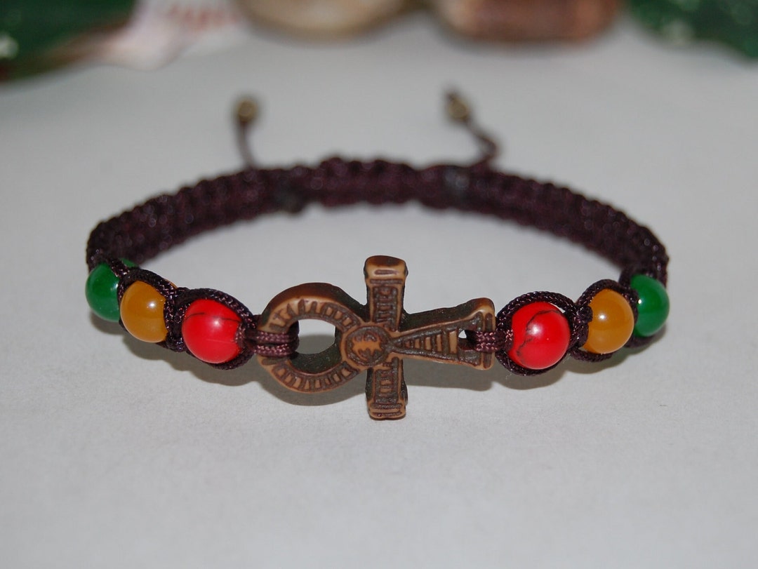 Ankh Cross Bracelet,rasta Bracelet,ankh Cross Rasta Bracelet,egyptian ...