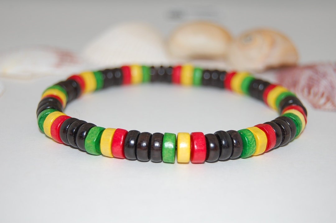 Bracelet rasta reggae, bracelet rasta, perles en bois de 8 mm, bracelet ...