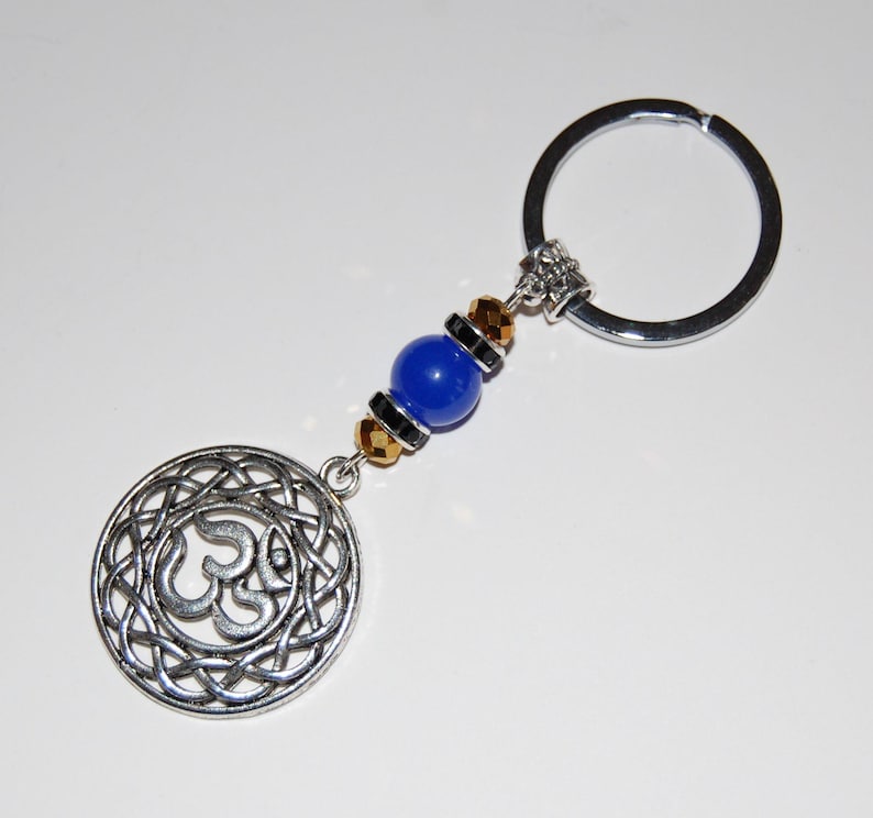 Om Keychain,om Keyring,gemstone Beads,om and Stone Keyring,yoga ...