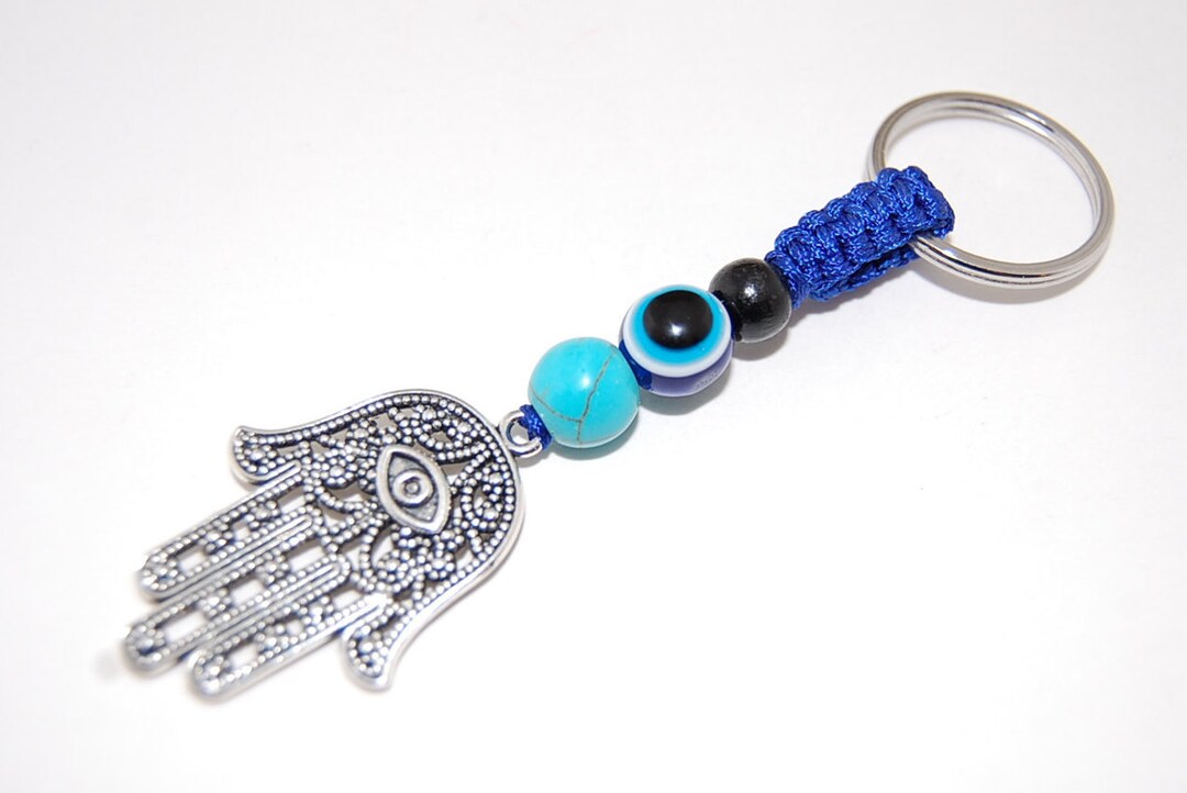 Evil Eye Keychain,hamsa Hand Keyring, Turquoise Bead, Mala Prayer,meditation,yoga,protection ...