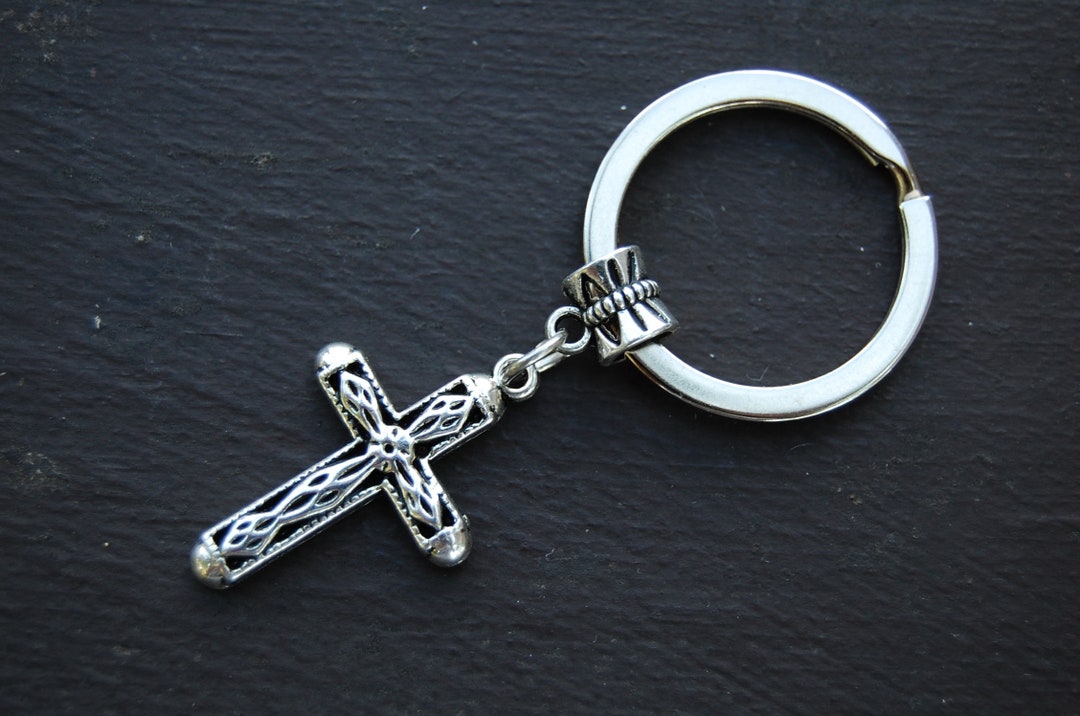 Cross Keychain,silver Cross Keychain,cross Keyring,prayer Keychain ...