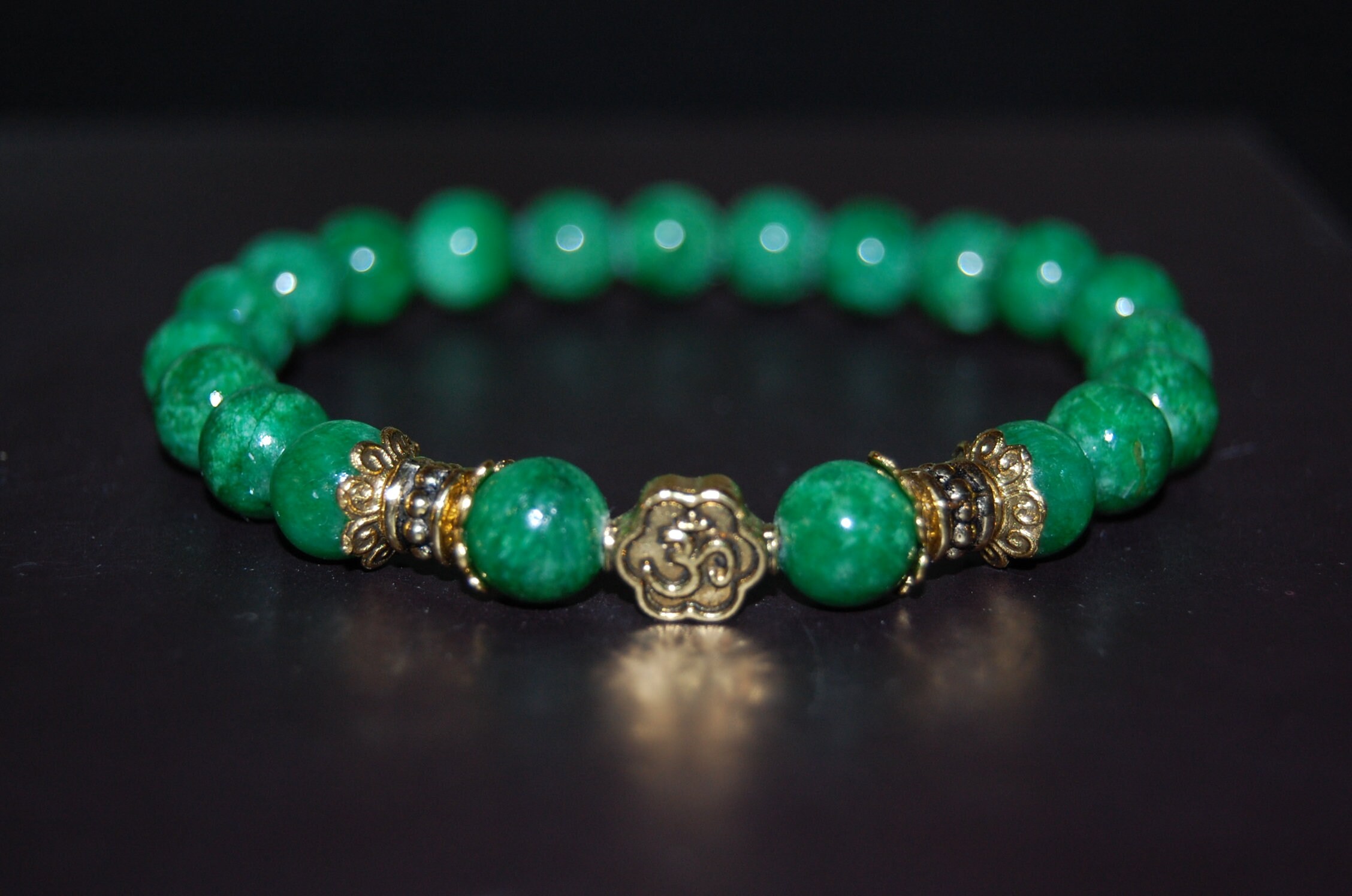Om Bracelet,jade Bracelet,jade 8mm Gemstone Beads,spirituality,mala ...