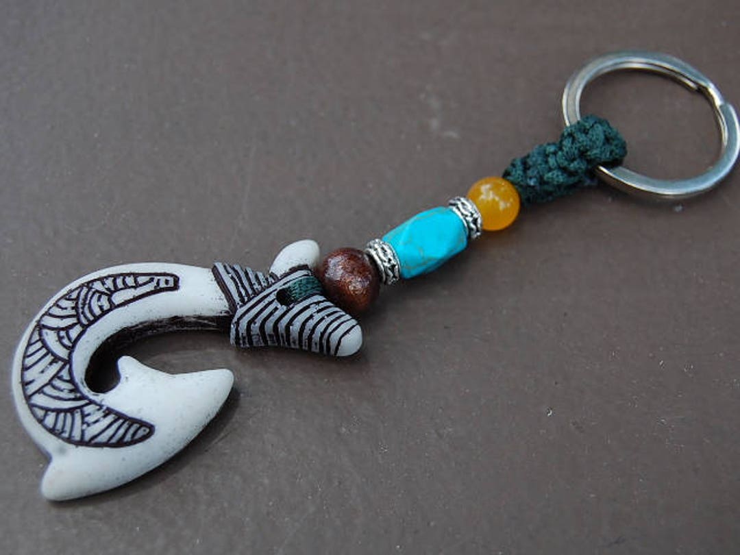 Maori Keychain,gemstone Wood Beaded,maori Ethnic Keyring,macrame ...