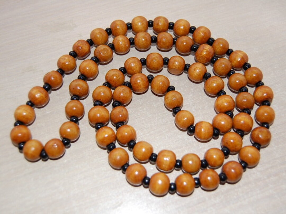 Collar de madera, Collar largo para hombres, Cuentas de madera de 8 mm ...