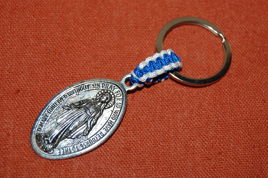 Virgin Mary Keychain,miraculous Medal Charm Keychain,religious Keyring ...