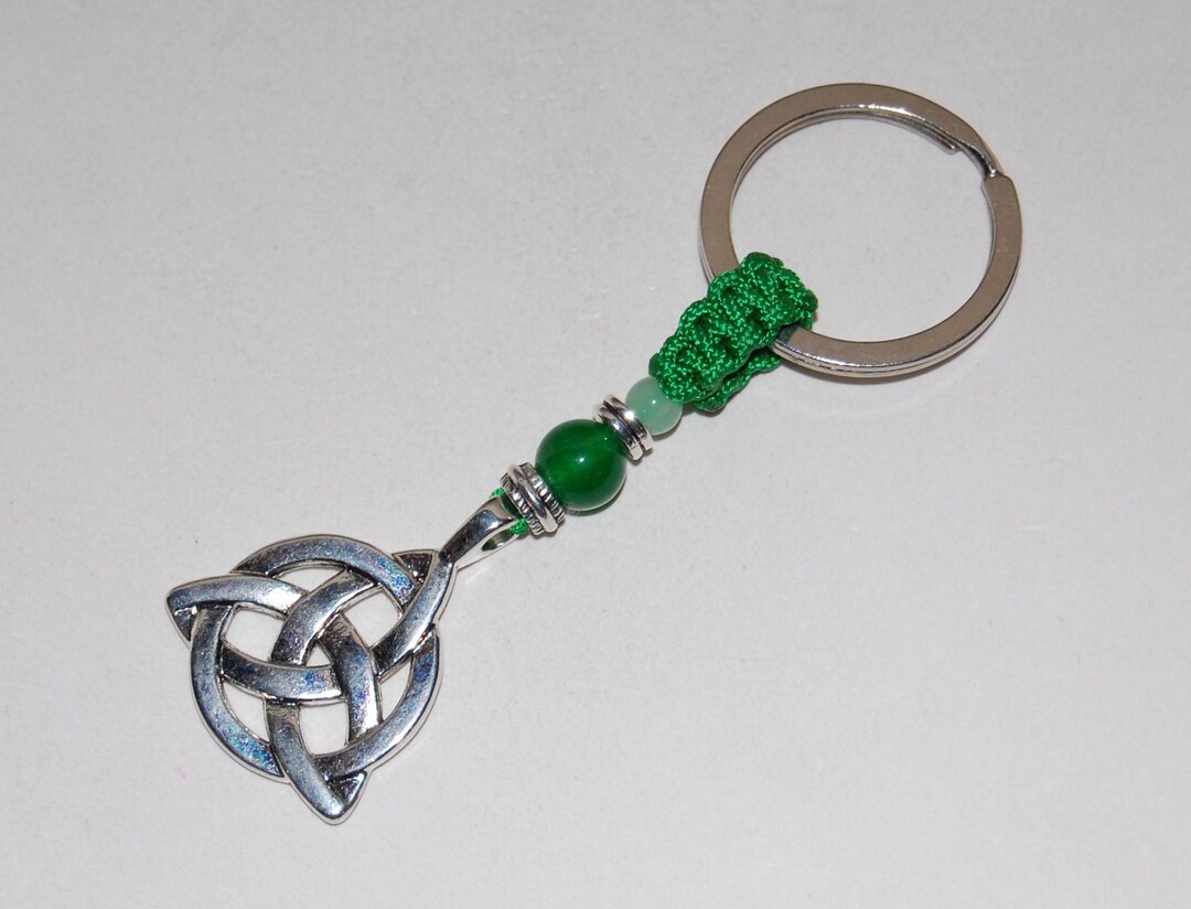 Trinity Keychain,trinity Knot Keyring,celtic Knot Keychain,jade Beads ...