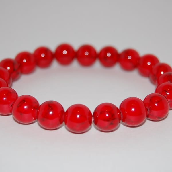 Red Beaded Bracelet - Etsy