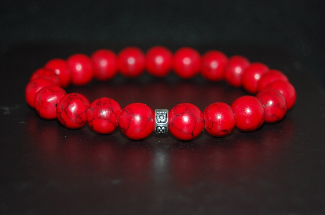Red Howlite Bracelet,red Gemstone 8mm Beads Bracelet,red Bracelet ...