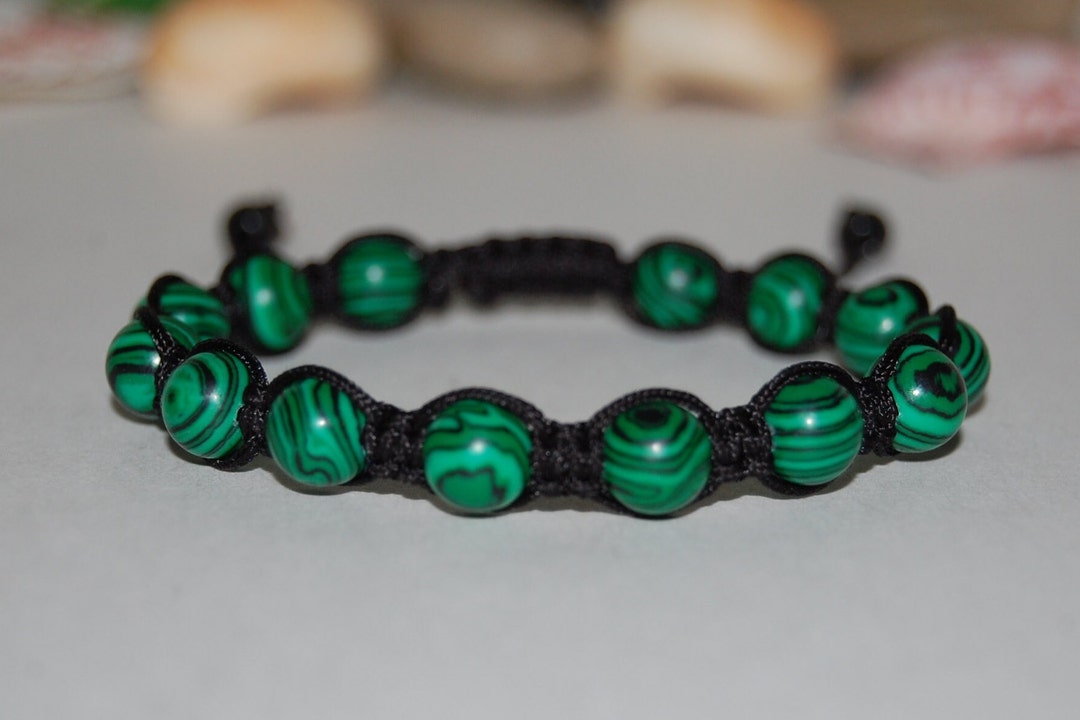 Malachite Bracelet,8mm Beads,malachite Man Made Shamballa Bracelet,yoga ...