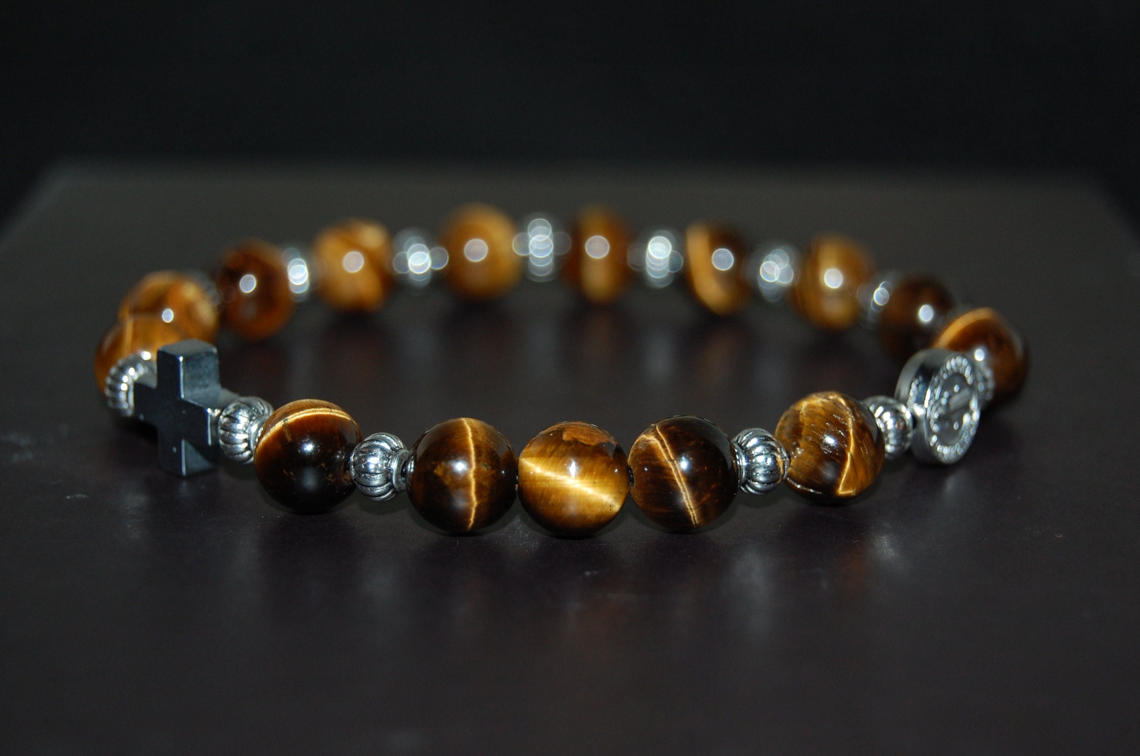 Rosary BraceletSt.BenedictTiger Eye BraceletTiger Eye 8mm | Etsy