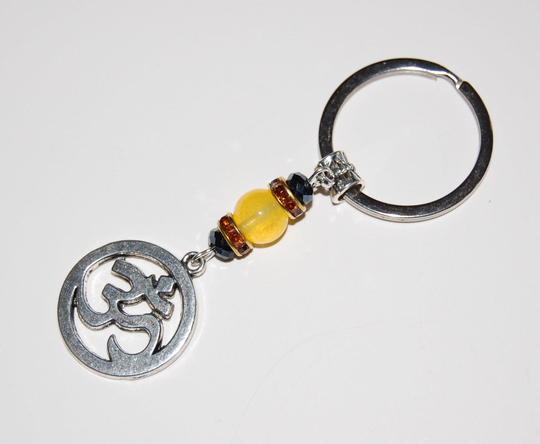 Om Keychain,om Keyring,gemstone Beads,om and Stone Keyring,yoga ...