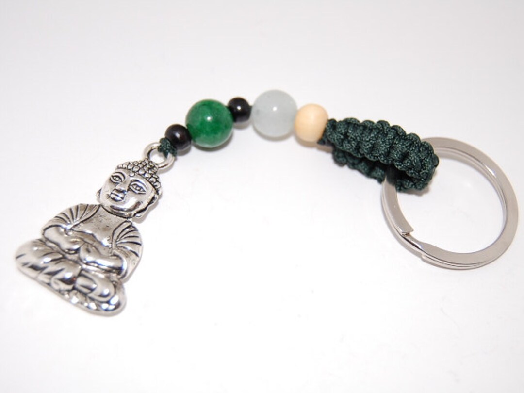 Silver Buddha Keychain, Gemstone Beads ,gemstone Stone Keyring ...