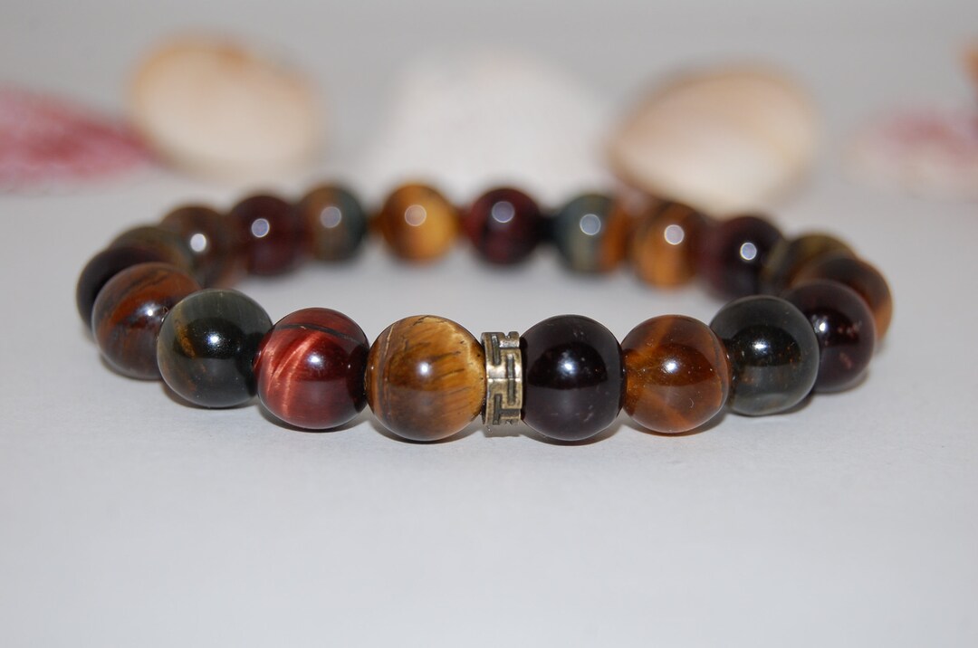 Tiger Eye Bracelet,triple Color Tiger Eye Gemstone 8mm Beads,elastic ...