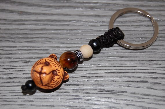 Tiger Keychaintiger Head Keyringtiger Eye Gemstone | Etsy