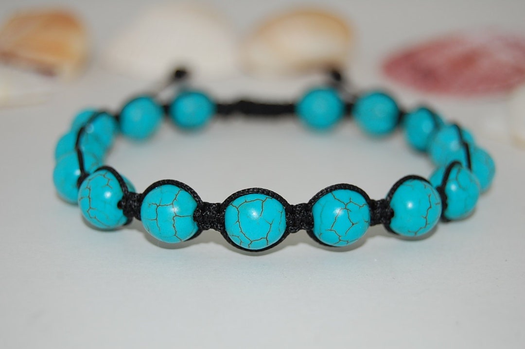 Turquoise Bracelet,turquoise Shamballa Bracelet,draw String Bracelet ...
