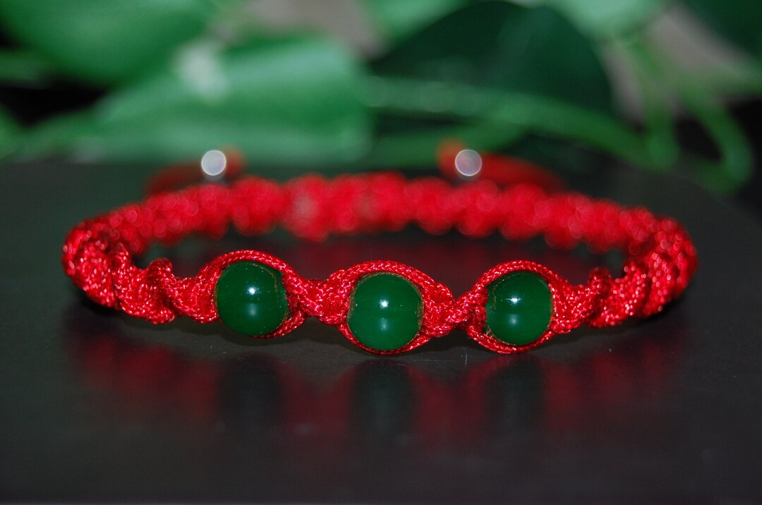 Jade Good Luck Red String Bracelet,braided Hemp String Bracelet,woven ...